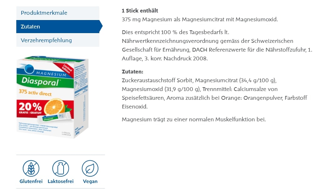 magnesium diasporal 375 activ direct (20 Stk., Sachet, 34 g) - Galaxus