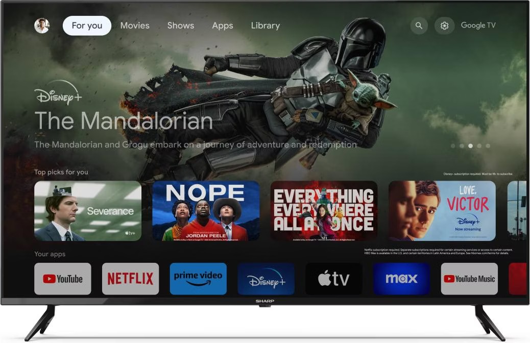 Sharp 50GL4060E 50" (126cm) 4K Ultra HD Smart Google Frameless TV, Dolby Vision, Dolby Atmos ...