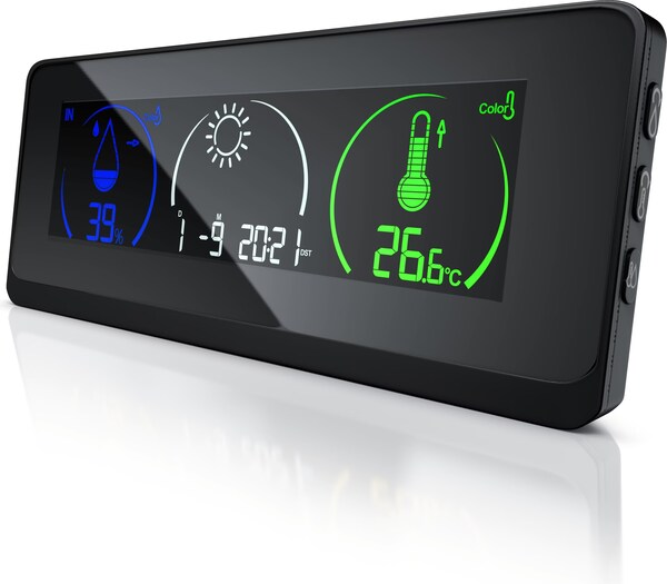 Bearware Funk Wetterstation mit Farbdisplay und Außensensor - DCF Funkuhr - Innen- und ...