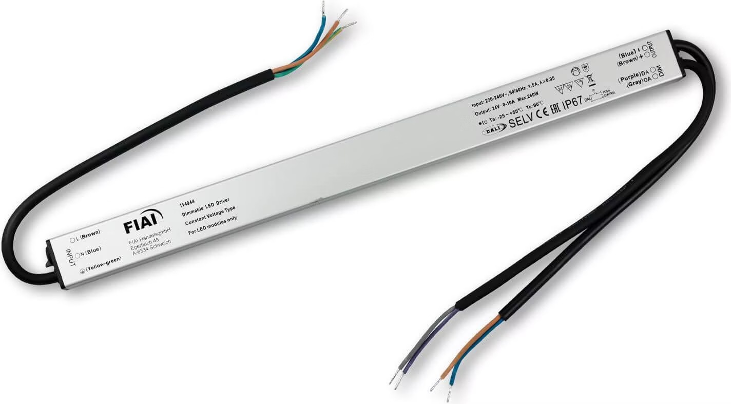 Isoled LED PWM-Trafo 24V/DC, 0-240W, slim, Push/Dali-2 dimmbar, IP67, SELV - Galaxus