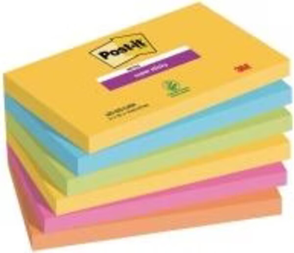 3M Haftnotizen Post-it Super Sticky, 76x127 mm, 90 Blatt, Rio, Pk ??? 6 ...