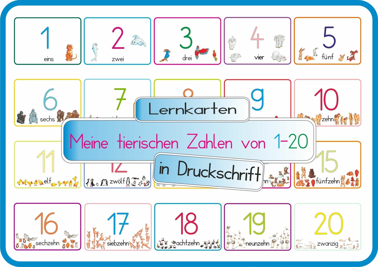 Meine tierischen Zahlen von 1-20 in Druckschrift (Deutsch, E&Z Verlag Gmbh, Helga Momm, 2024 ...