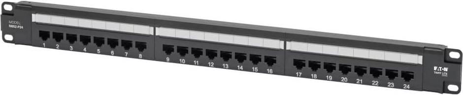 Eaton Cat5e 24-Port Patch Panel - PoE+ Compliant 110/Krone 568A/B RJ45 ...