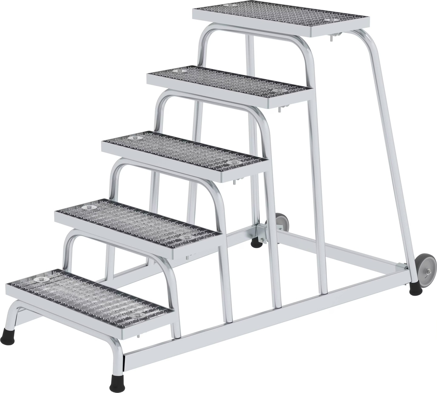 Munk Work platform rigid steel grating with castors 5 steps ...