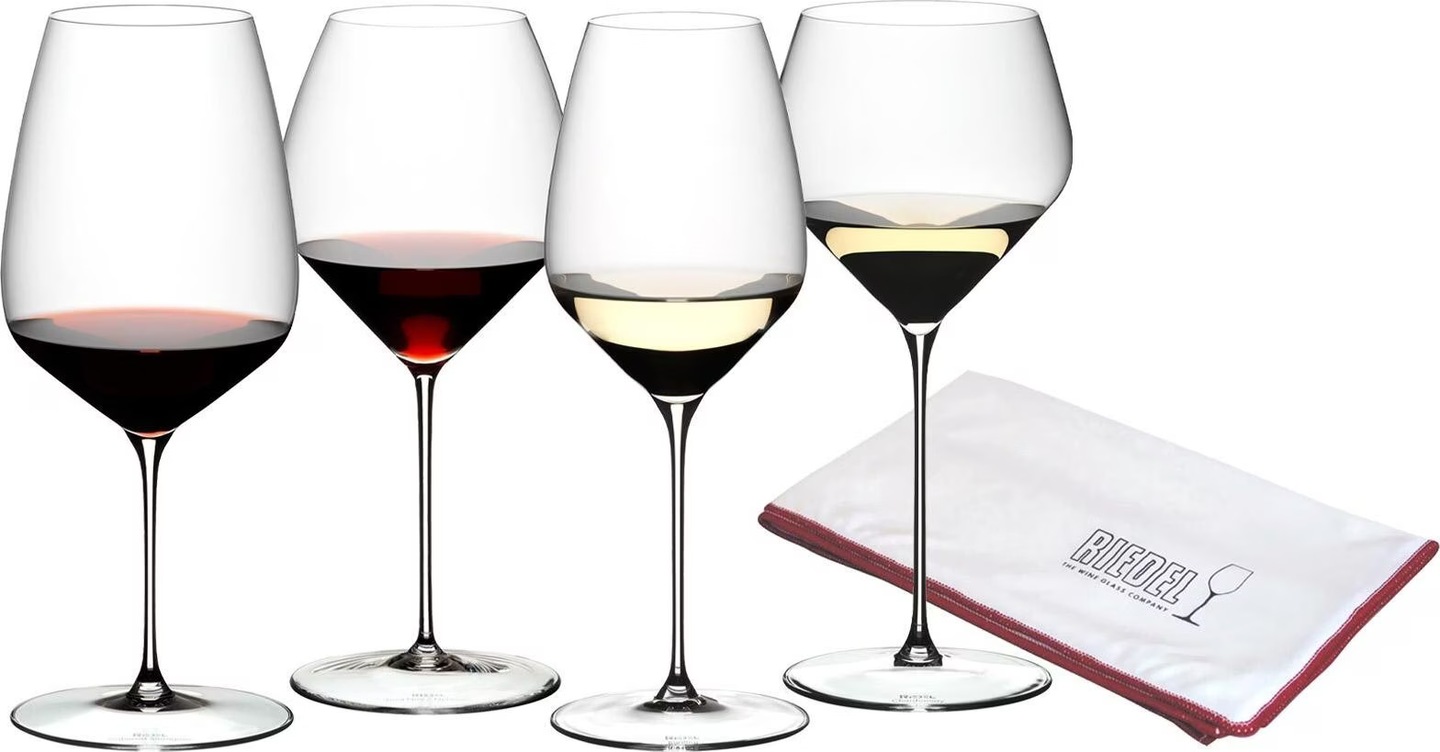 Riedel Veloce Wein-Tasting-Set + Poliertuch (4 Gläser, Weingläser Set ...