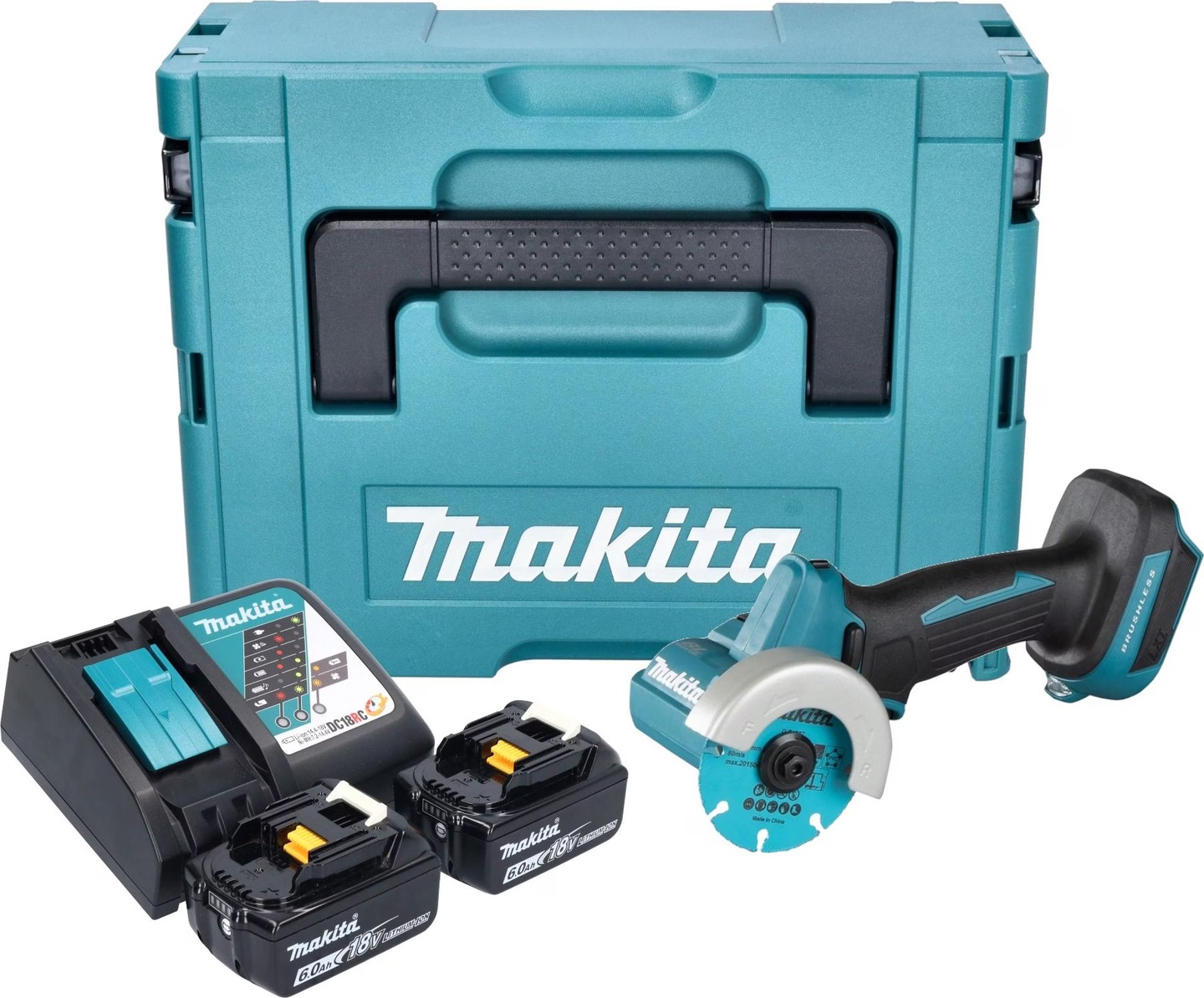 Makita DMC 300 RGJ Meuleuse d'angle sans fil 18 V 76 mm Brushless + 2x ...