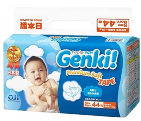 Genki Diapers GENKI! PREMIUM SOFT TAPE NB44 (up to 5kg), 44 pcs. (Tragepack, 44 Stück) - Galaxus