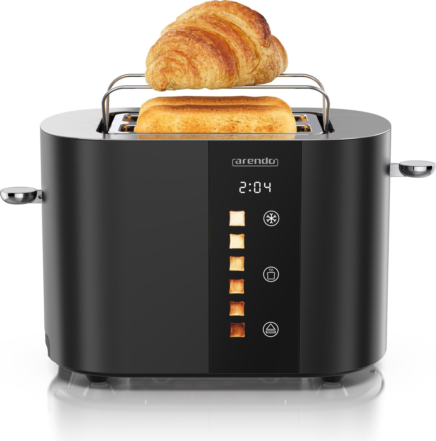 Arendo Toaster Edelstahl 2 Scheiben Kurzschlitz, Touch Display ...