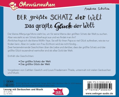 Ohrwürmchen Der größte Schatz der Welt /Glück dWelt (Cathlen Gawlich ...