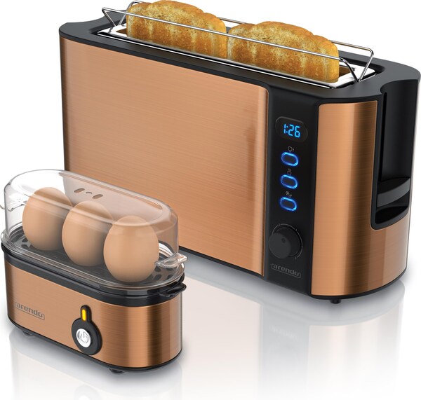 Arendo Frühstücks Set, 2-Scheiben Langschlitz Toaster mit ...