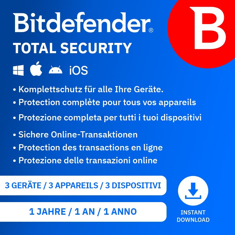 Bitdefender Total Security Download Code (1 x, 1 J.) - Galaxus
