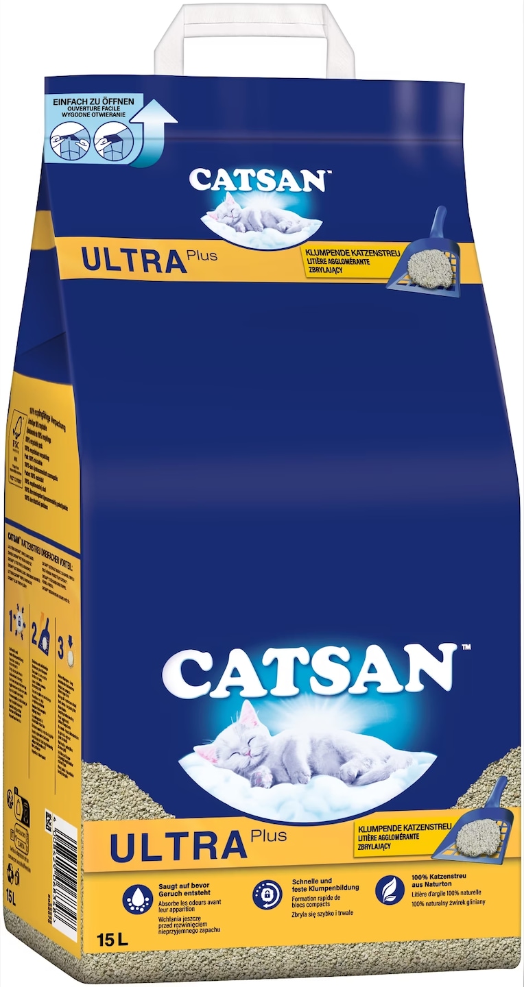 Catsan Ultra plus (Non poussiéreux, Neutralisant, Agglomérant ...