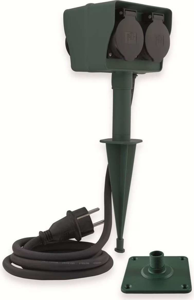 REV Garden ground spike with 4-way socket 1.5 m (4 x, CEE 7/3, 1.40 m ...