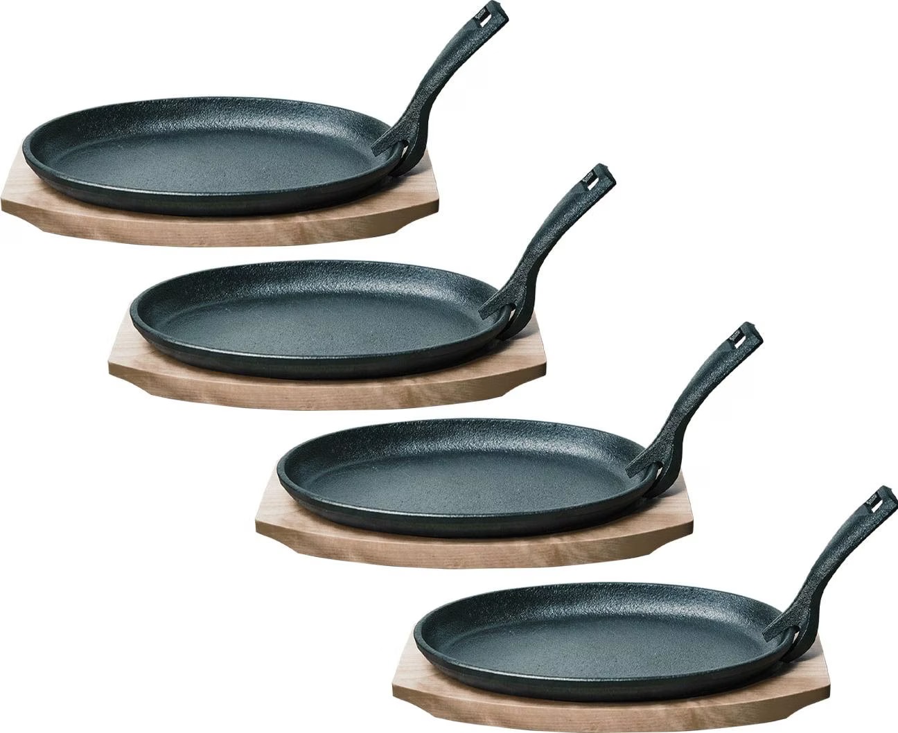 Casativo 4er Set Profi Servierpfanne Aus Gusseisen Mit Holz Untersetzer
