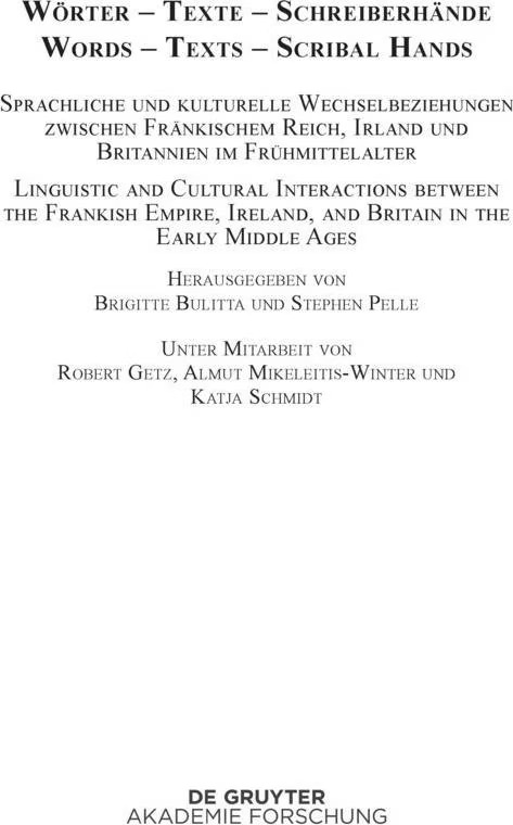 Althochdeutsches Wörterbuch / Wörter – Texte – Schreiberhände / Words ...