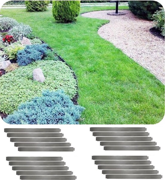 Green Split 20Set lawn edging metal aluminium/zinc 18cm high, 20m long ...