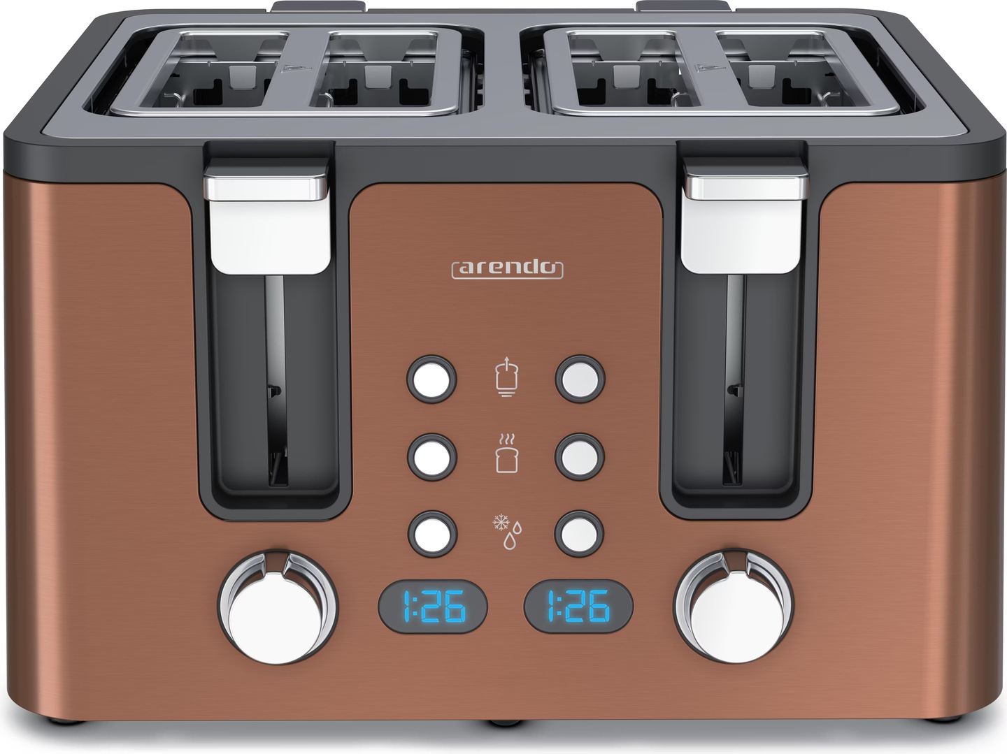 Arendo Toaster 4 Scheiben Kurzschlitz, Automatik, Wärmeisolierendes ...