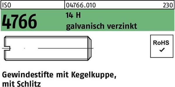 Reyher Set screw ISO 4766 with tapered cap/slot M 10 x 35 14 H ...