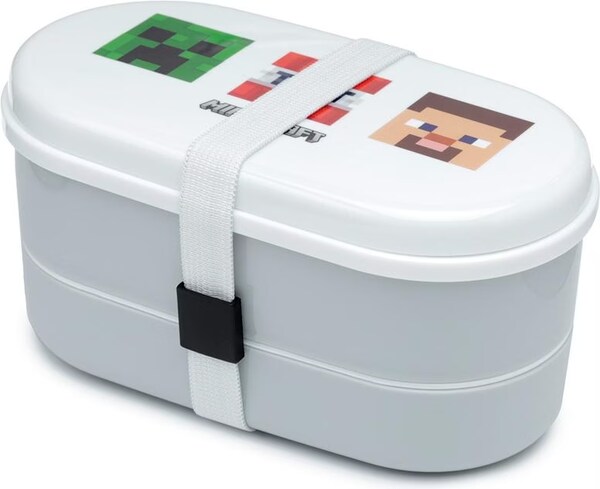 Puckator Minecraft Faces Gestapelte Bento Box Lunchbox mit Gabel ...