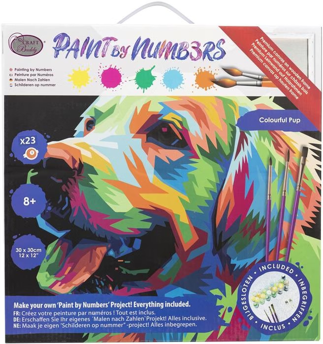 Craft Buddy Malen nach Zahlen Bild-Set 30x30cm Bunter Welpe - Galaxus