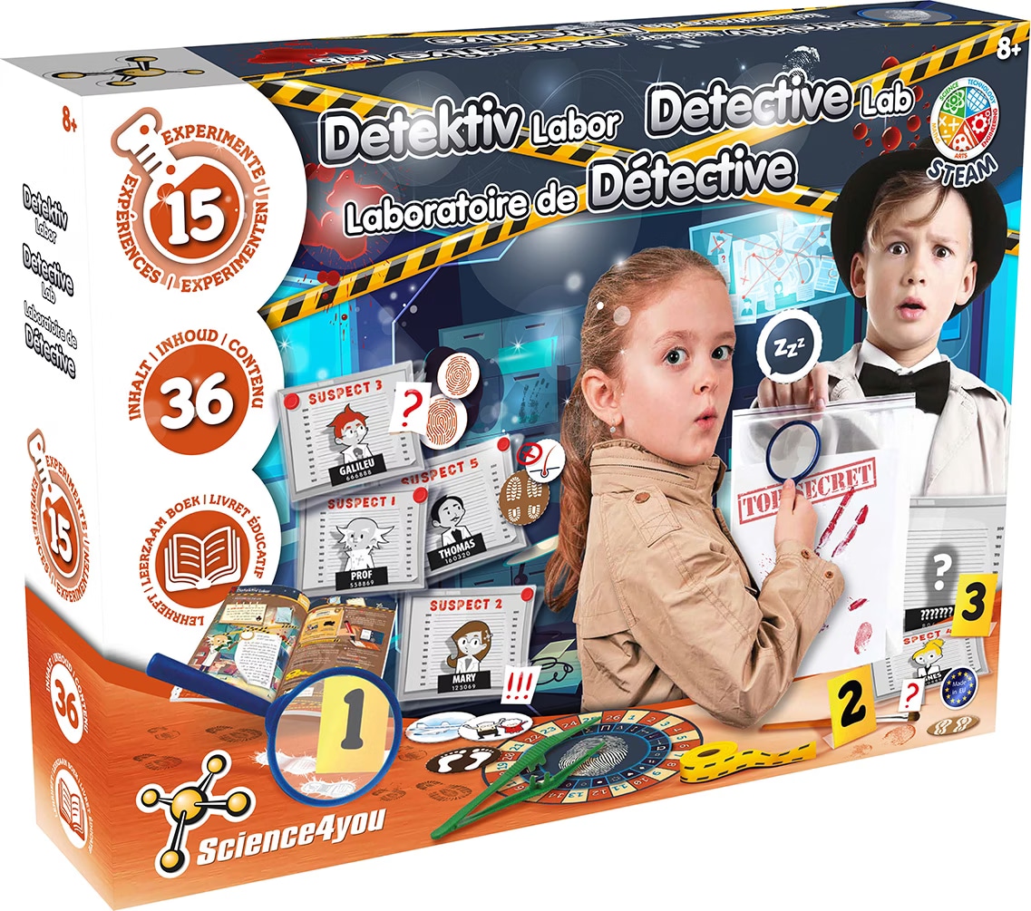Science4you Kit expérimental Detective Lab, kit de chimie avec 15 ...