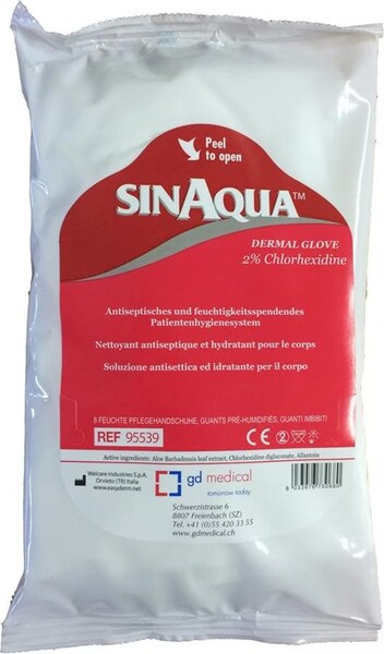 Sinaqua vorbefeuchteter Waschhandschuh Chlorhexidine - Galaxus