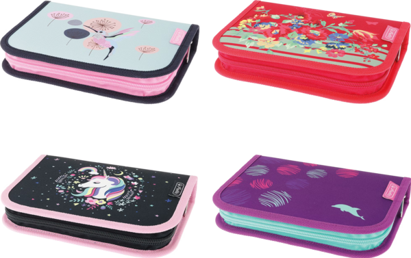 Herlitz Schüleretui Girls Mix I, 19-teilig aus Nylon, Maße: (B)205 x (T ...