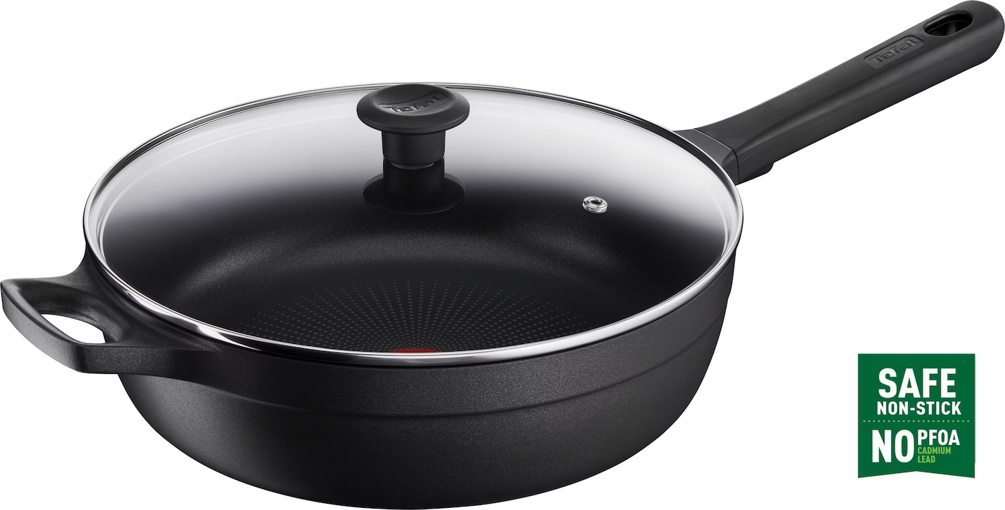 Tefal Trattoria Pro Schmorpfanne mit Glasdeckel 28cm (28 cm, Bräter + Schmortopf, Aluminium ...