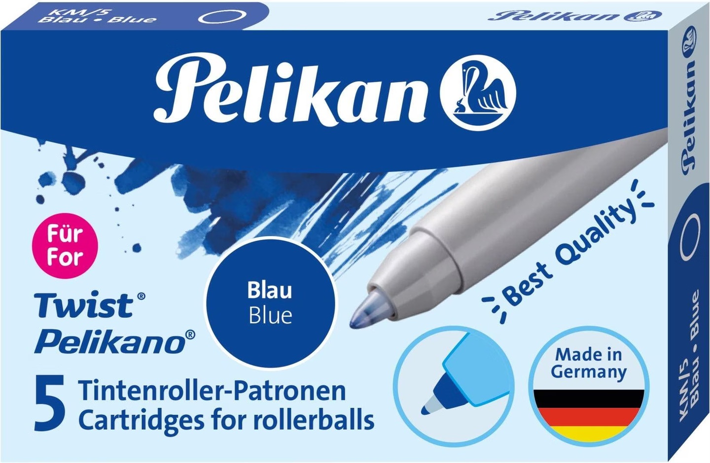 Pelikan Cartouche roller bleu 2x 5 pièces en boîte pliante sur blister ...