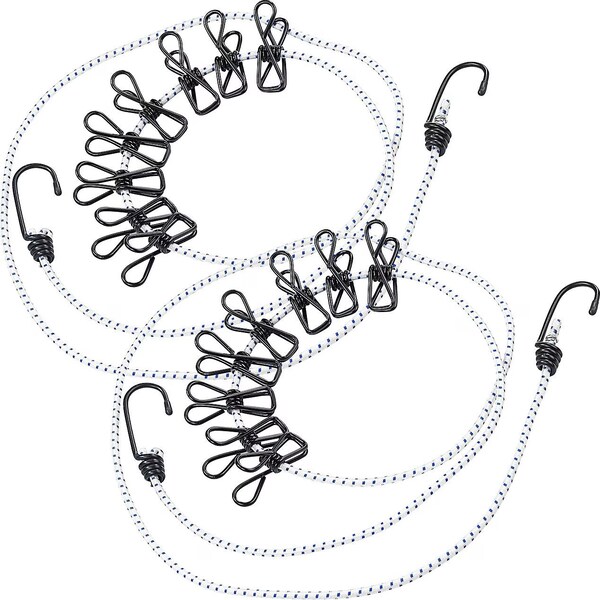 Pearl Jeu de 2 cordes à linge flexibles avec 8 piquets enduits, 170-120 ...