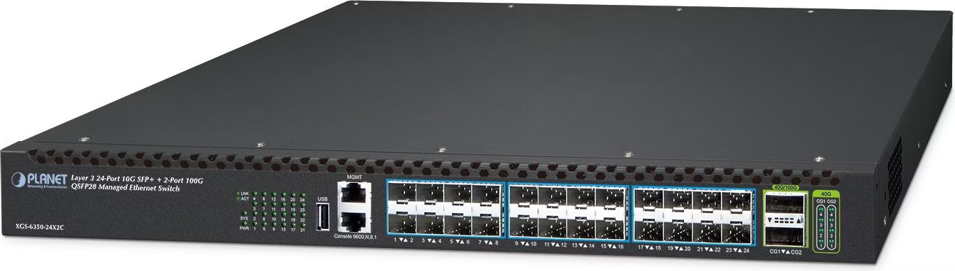 Planet 24-Port SFP+ Layer 3 Managed Switch XGS-6350-24X2C - Galaxus