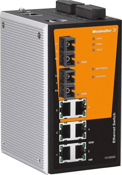 Weidmüller Switch Top-hat rail 6x10/100Mbps 1241080000 (8 ports) - Galaxus