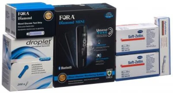 Fora Diamond Lecteur de glycémie MINI Bluetooth Kit de démarrage ...