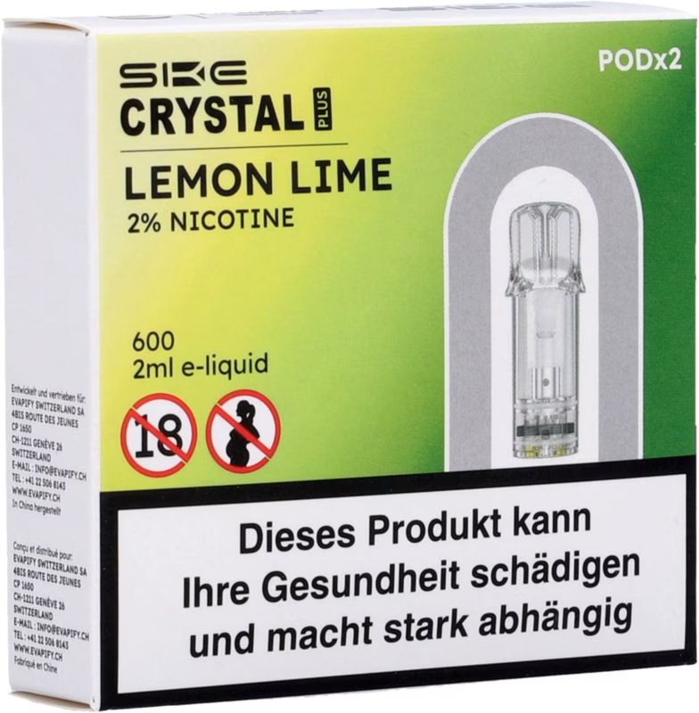 Evapify Crystal Plus Lemon Lime - E-Pod-Nachfüllung - 2 Stk. à 2 ml ...