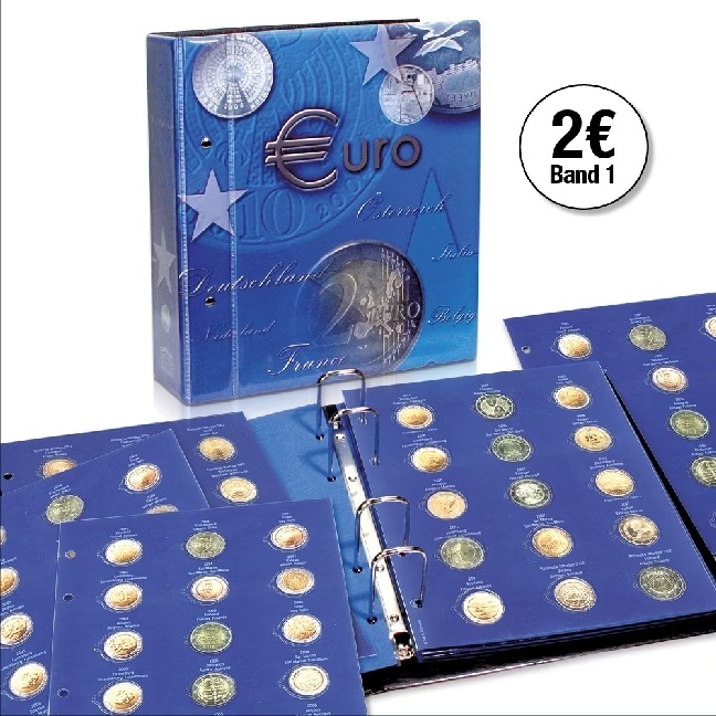 Schwäbische Albumfabrik 2-euro coin collection album Topset, for all 2 ...