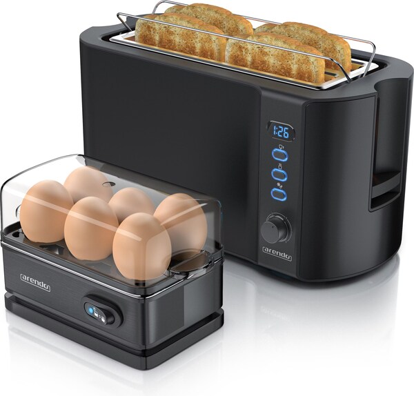 Arendo Frühstücks Set, 4 Scheiben Langschlitz Toaster mit ...