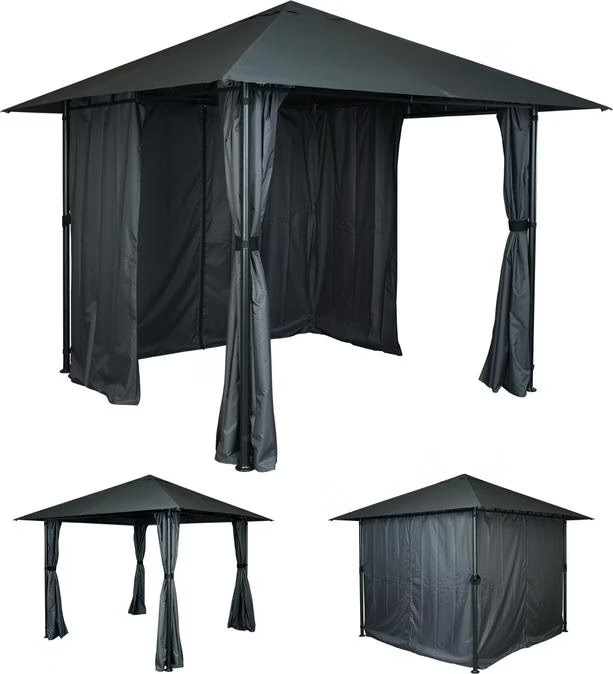 Swisshandel24 Pergola HWC-J63, Garten Pavillon Terrassenüberdachung mit Seitenwand 3x3m ...