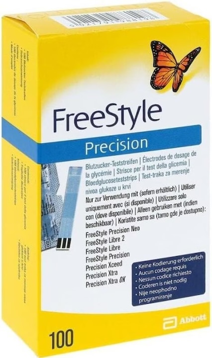 FreeStyle Abbott Precision Bandelettes de test de la glycémie 100 ...