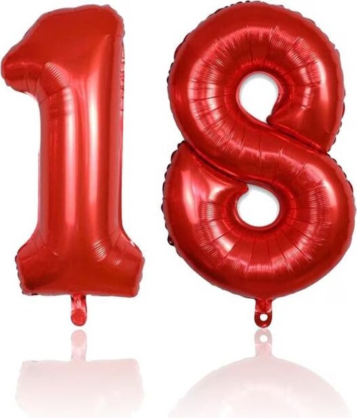 Hermex Number balloon number 18 red foil balloon birthday party balloon ...