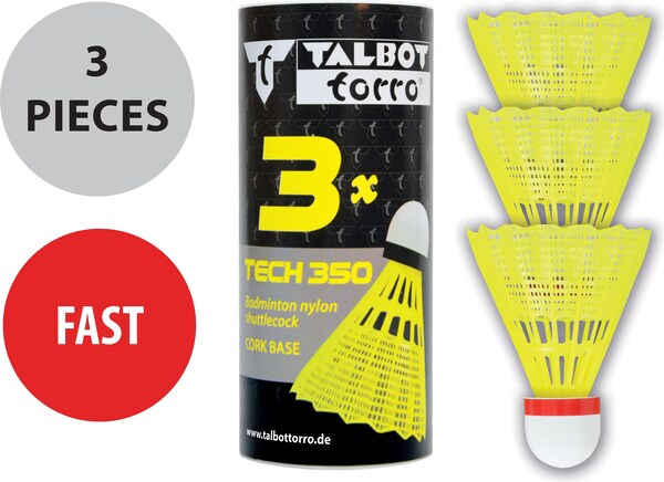 Talbot Torro Badmintonball Tech 350, fast, gelb/rot haltbarer Freizeit ...