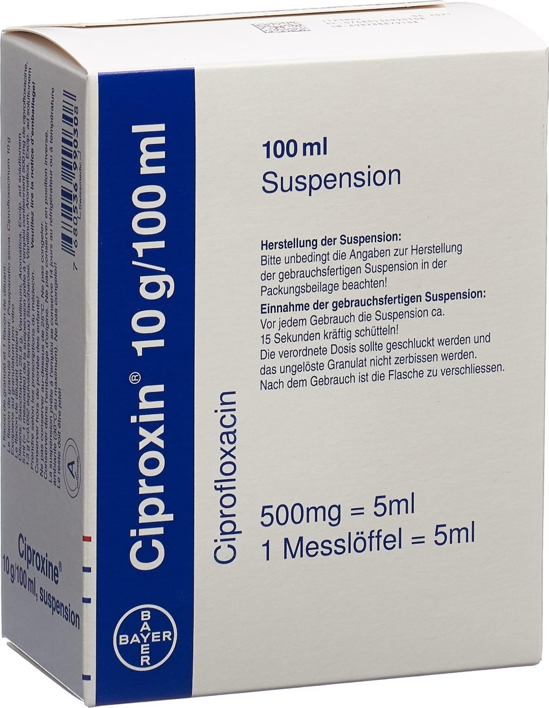 Ciproxin Gran 10 g/100ml und Lösungsmittel zur Herstellung einer ...