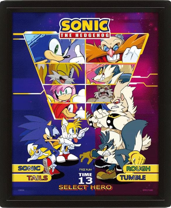 Pyramid Sonic The Hedgehog encadré poster effet 3D Select Your Fighter ...