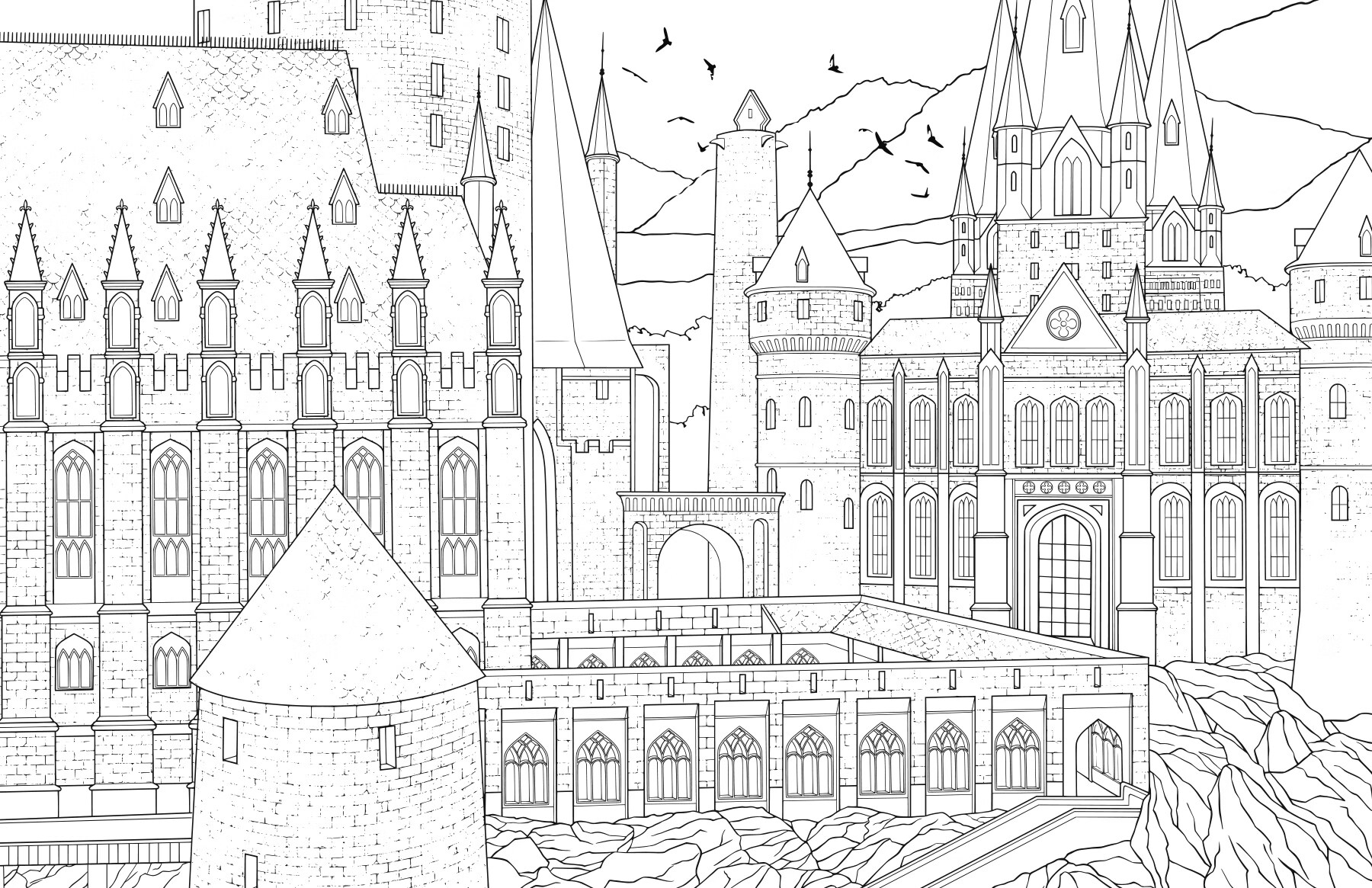 hogwarts castle printable harry potter coloring pages
